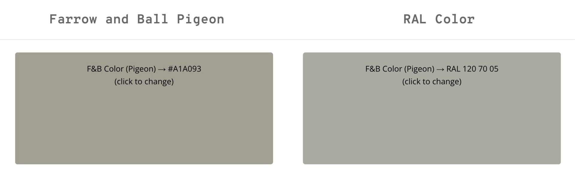 Screenshot of HEX to RAL Color conversion - Emily May Designs